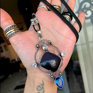 Silverskylight | Jewelry | 925 Sterling Silver Black Obsidian Blue ...